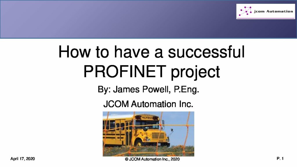 JCOM Automation How to have a successful PROFINET project v2 ...